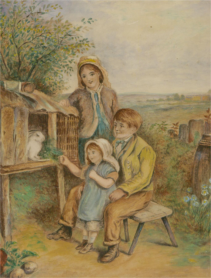 Early 20th Century Watercolour - The Pet Rabbit: Kunst / Grafik ...