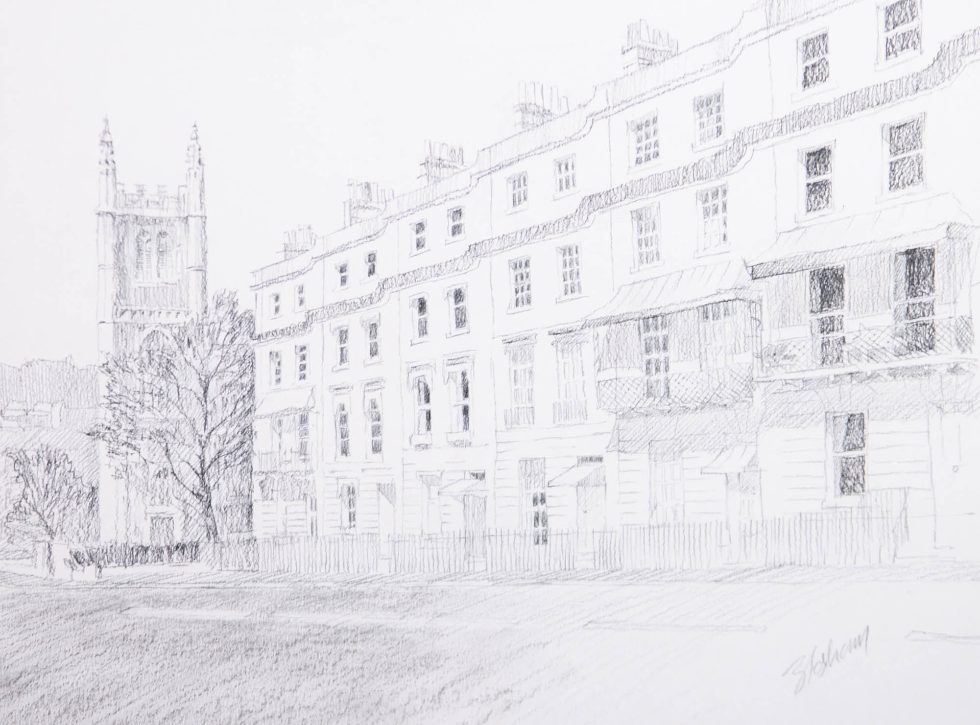 Contemporary Graphite Drawing - Raby Street, Bath: Signed by Author(s ...