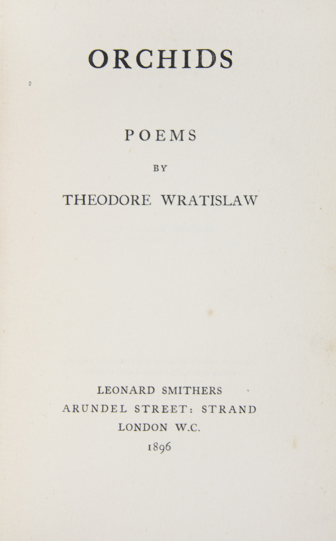 Orchids. Poems. by WRATISLAW, Theodore.: (1896) | Shapero Rare Books