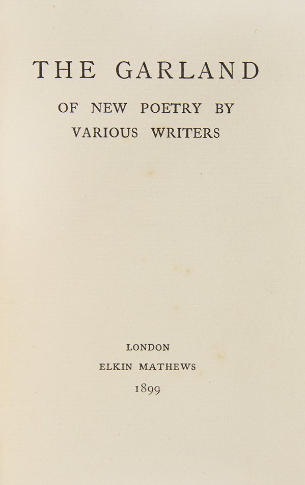 The Garland of new poetry by various writers. by PLARR, Victor; and ...