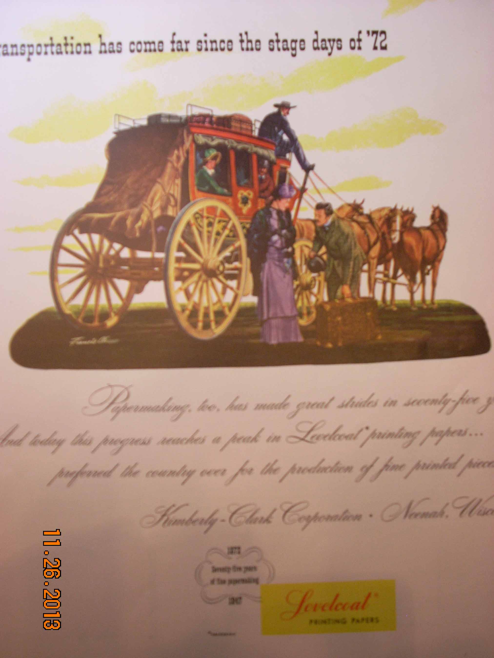 Ad for Levelcoat Printing Papers with Illustration of Stagecoach ...