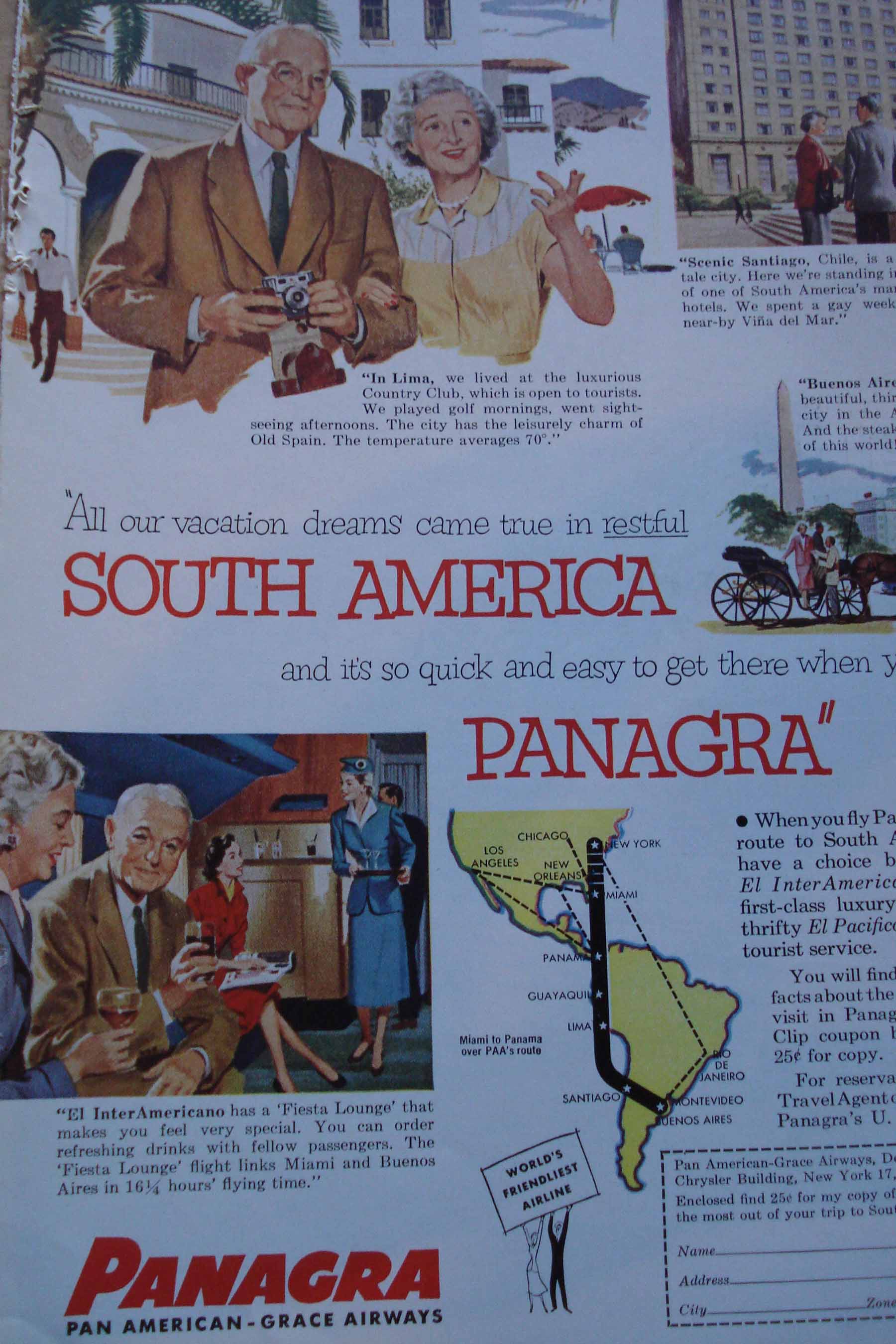 Ad for Panagra: Pan American - Grace Airways All Our Vacation Dreams ...