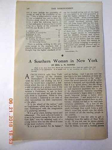 Article: a Southern Woman in New York by Harris, Mrs. L. H.: (1910 ...