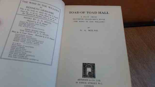 Toad of Toad Hall by A A Milne: Good Hardcover (1929) | BoundlessBookstore