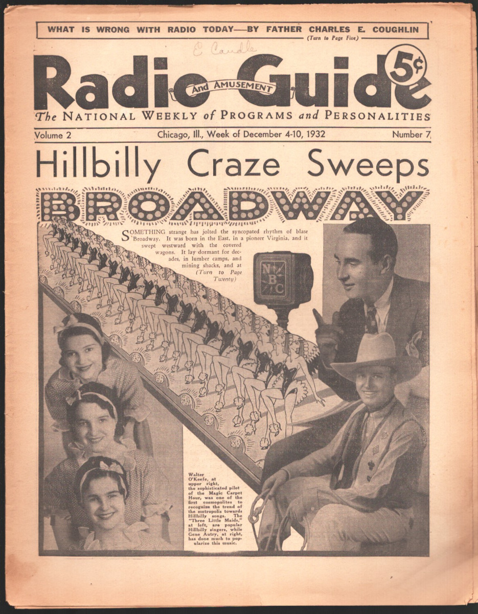 Radio & Amusement Guide 7/10/1932-Gene Autry-Hillbilly Craze Sweeps ...