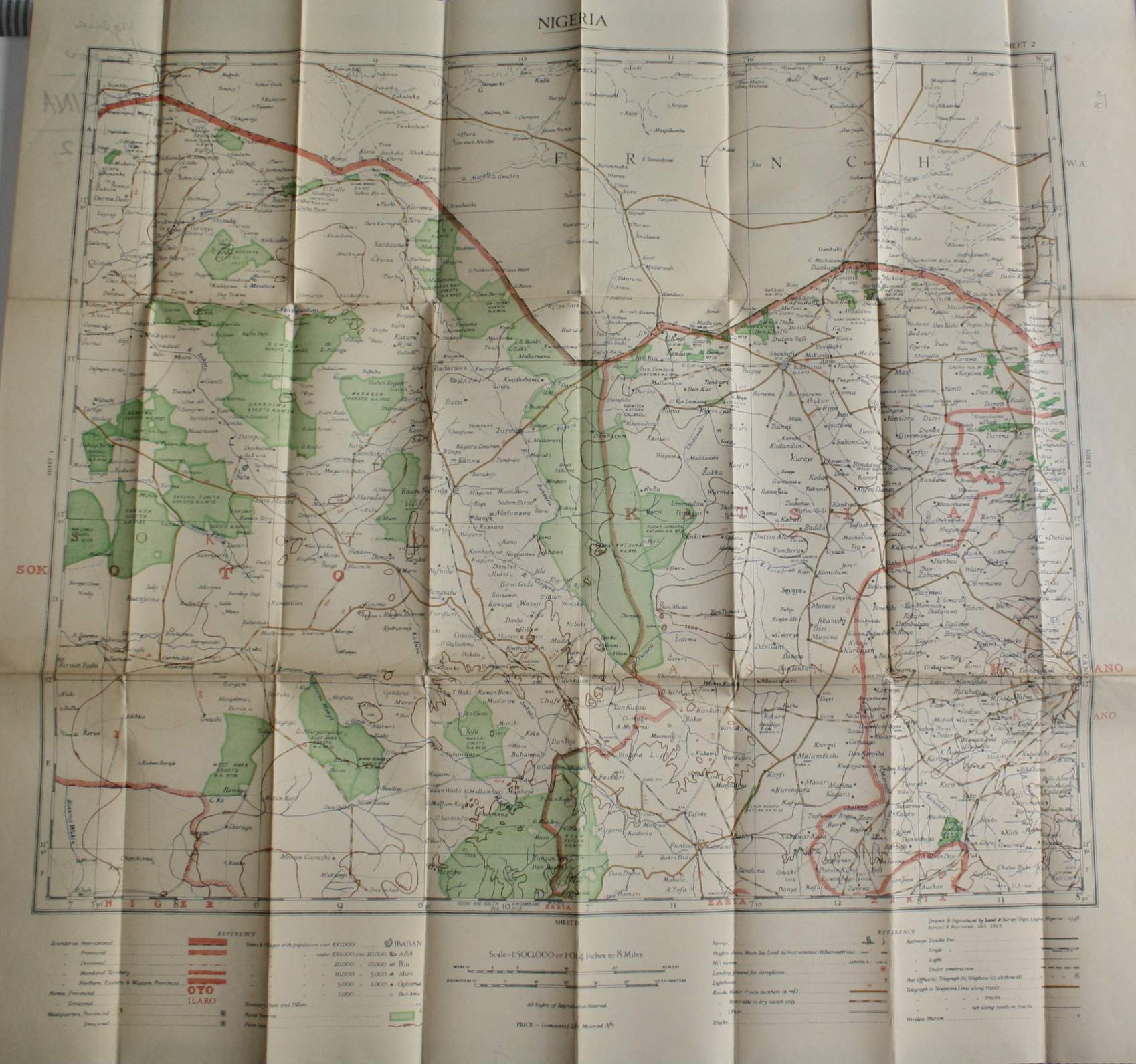 4 Maps ] Nigeria 1:500,000 Sheets 2, 3, 6, 7 (Katsina, Kano, Kaduna ...