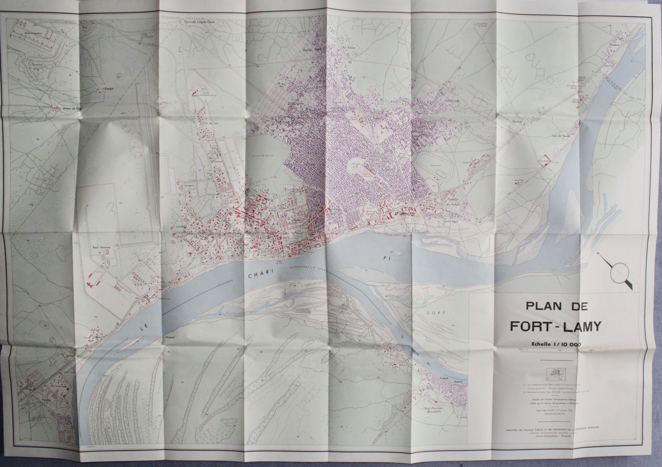 [Map / Carte] Plan de Fort-Lamy 1/10,000 by Institut Geographique ...