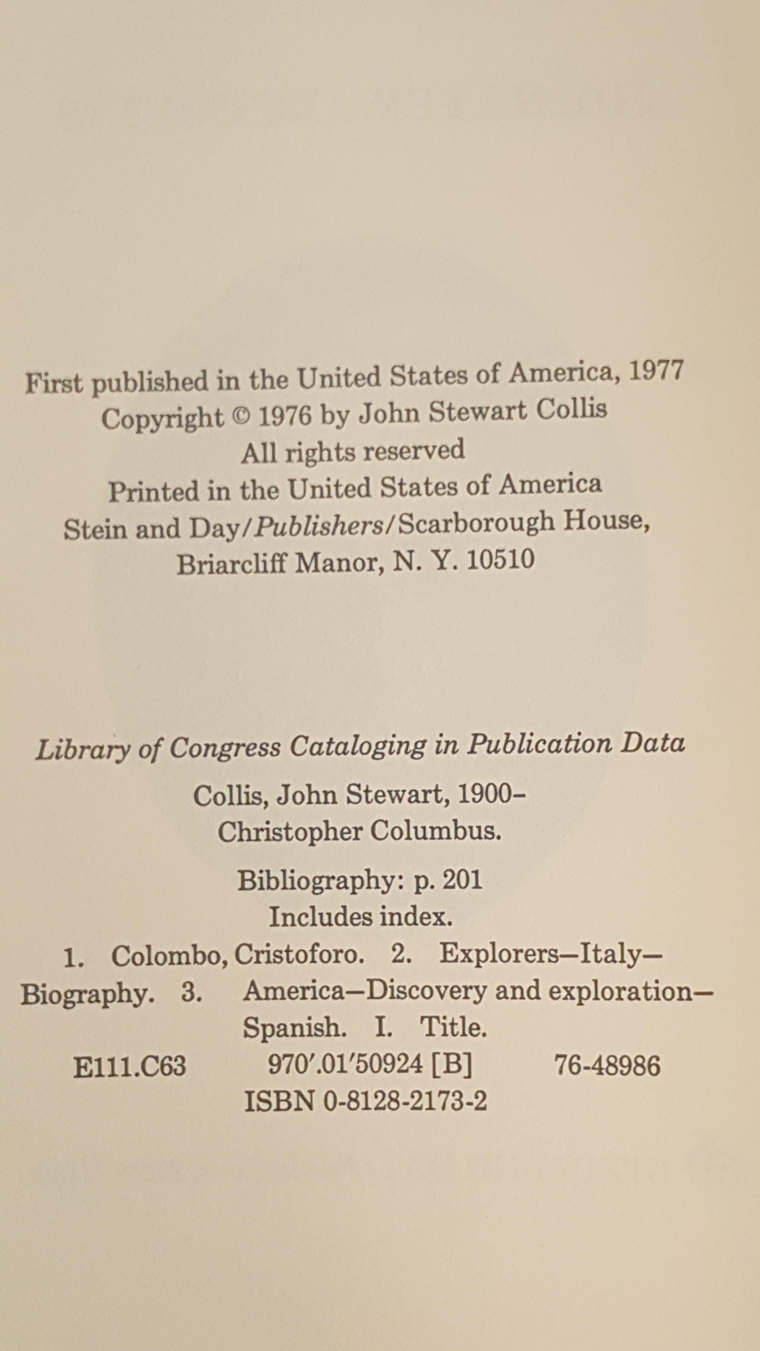 Christopher Columbus by John Stewart Collis: Fine Hardcover (1977 ...