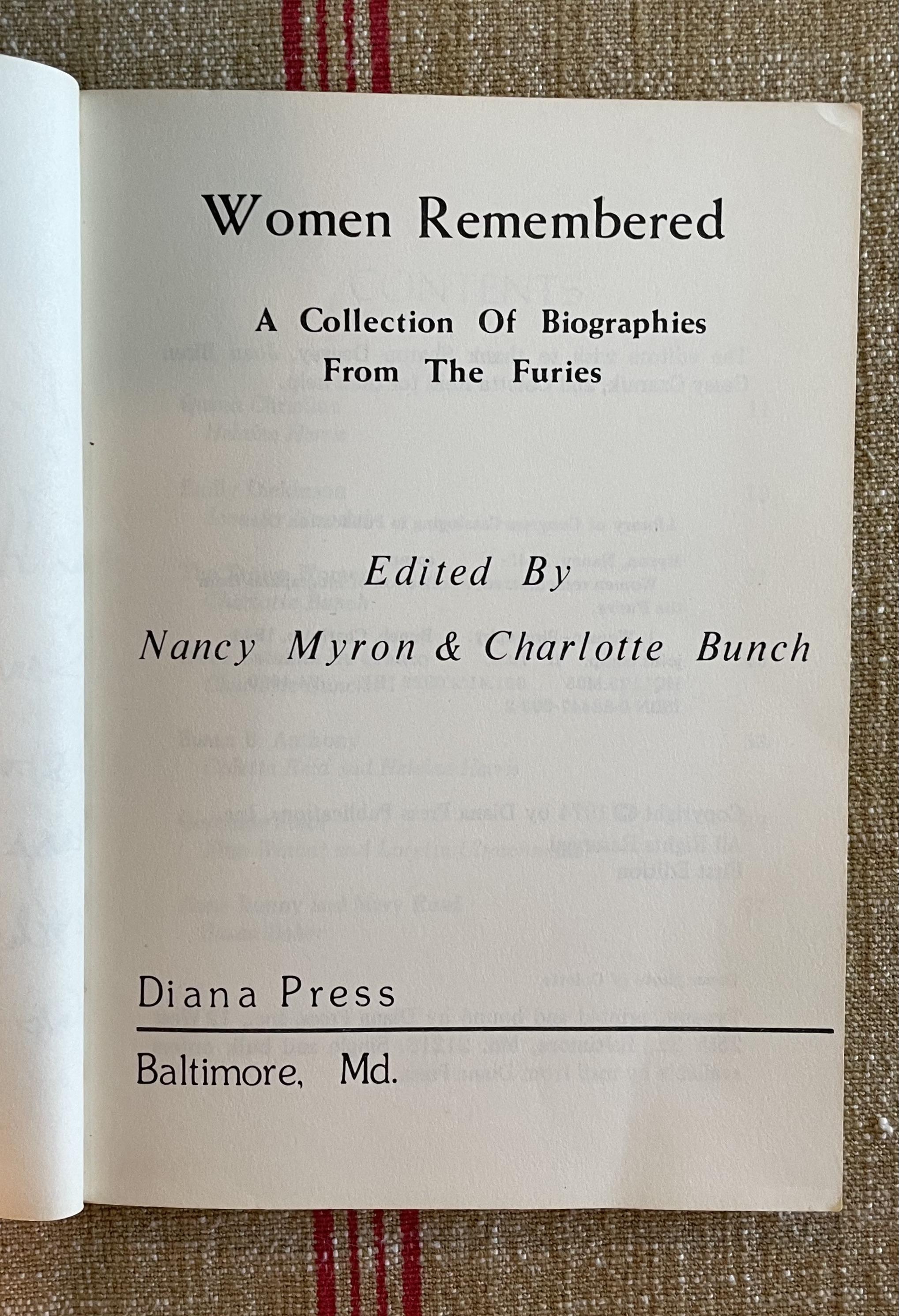 Women Remembered by Myron, Nancy; Bunch,Charlotte: Good Soft cover ...
