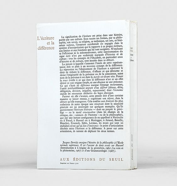 L'Écriture et La Différence. by DERRIDA, Jacques.: Signed by Author(s ...