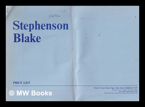 Stephenson Blake: Price list by Stephenson Blake: (1990) 1st edition ...