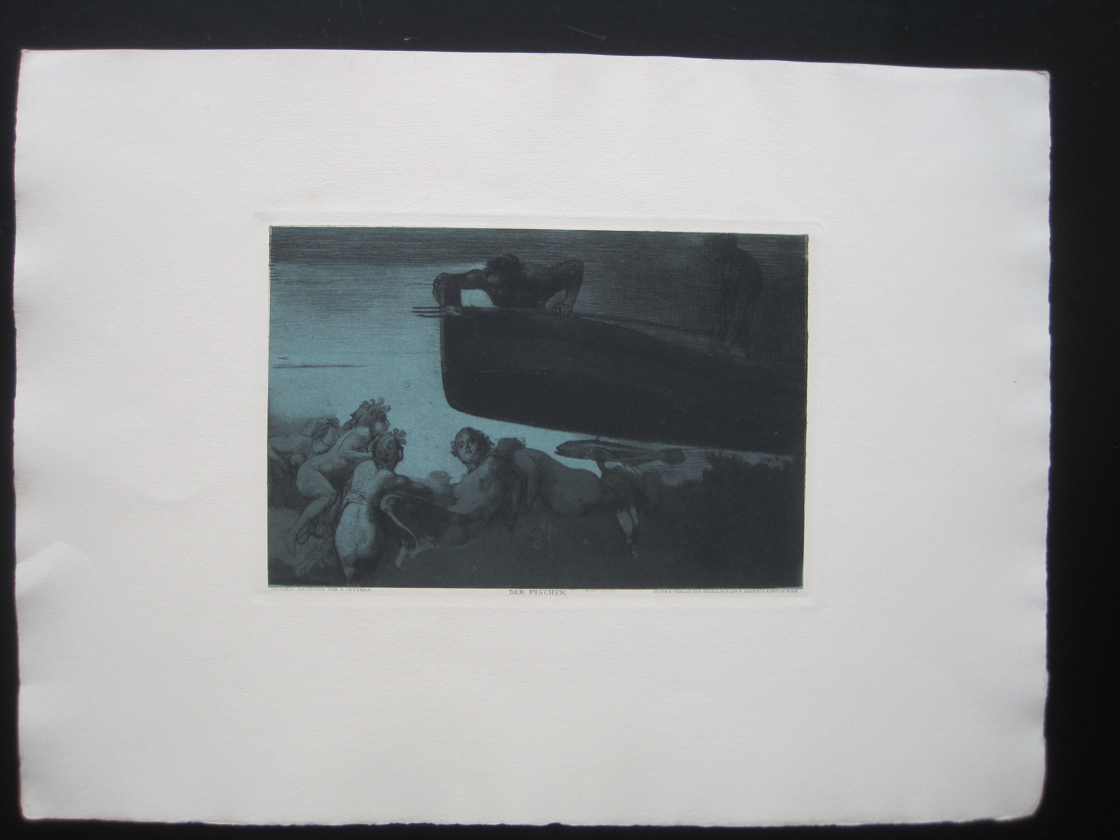 "Der Fischer" Original-Radierung, Motiv: 13,6 x 20,6 cm; Blatt: 30 x 40 ...