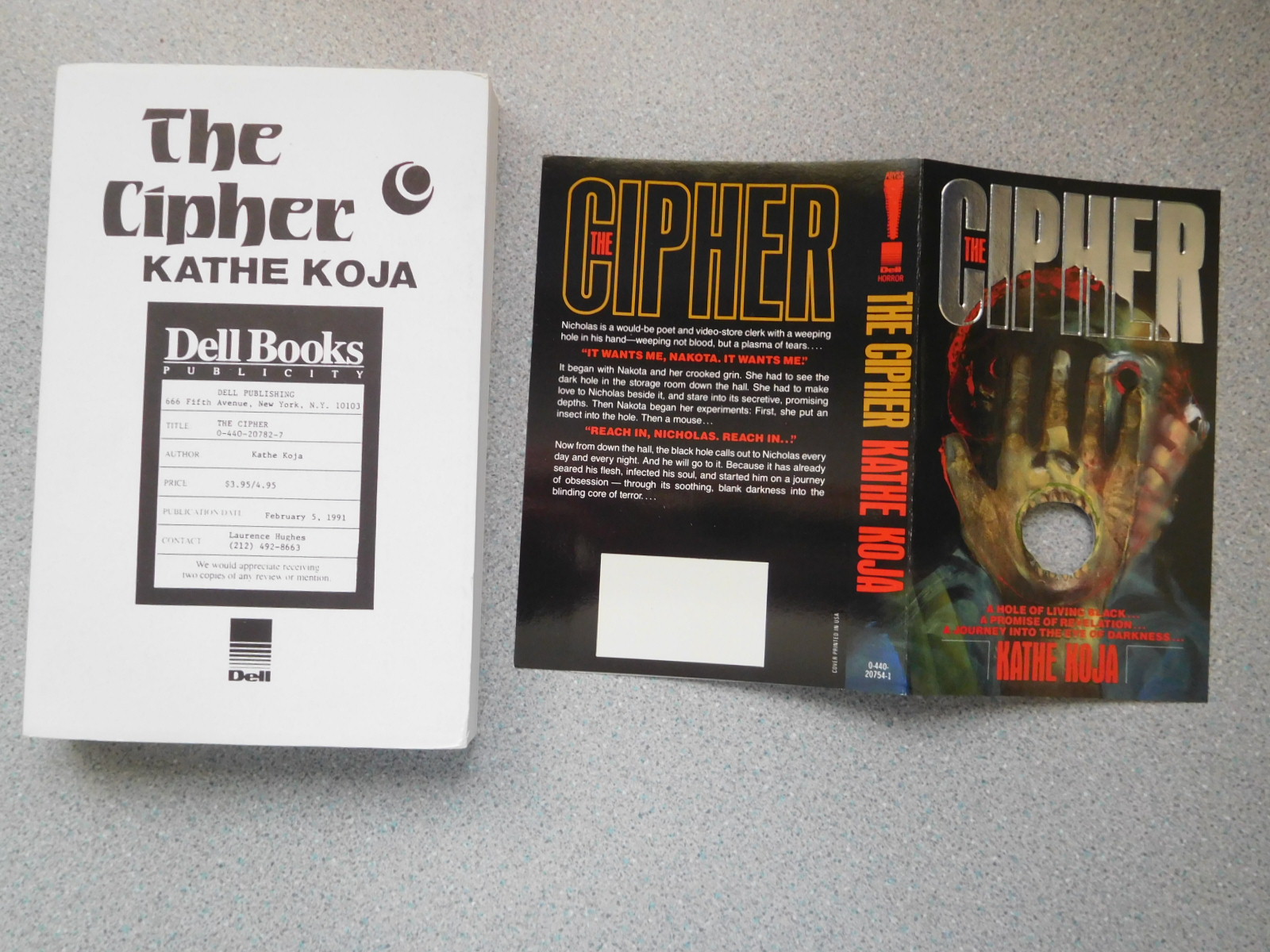 THE CIPHER (Very Fine Uncorrected Proof of Debut Novel plus a Proof of ...