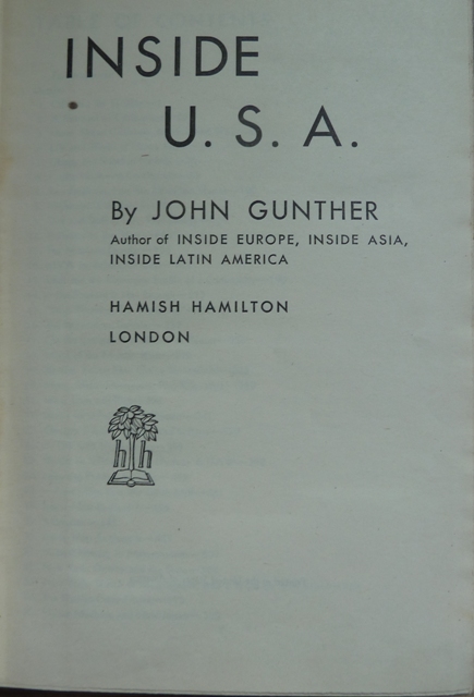 Inside U.S.A. (First UK edition-1947) by John Gunther: Good Hardcover ...