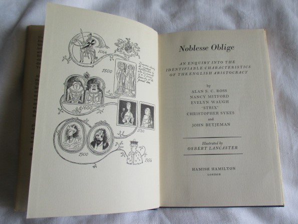 Noblesse Oblige by Mitford, Nancy: Near Fine Hardcover (1956) 1st ...