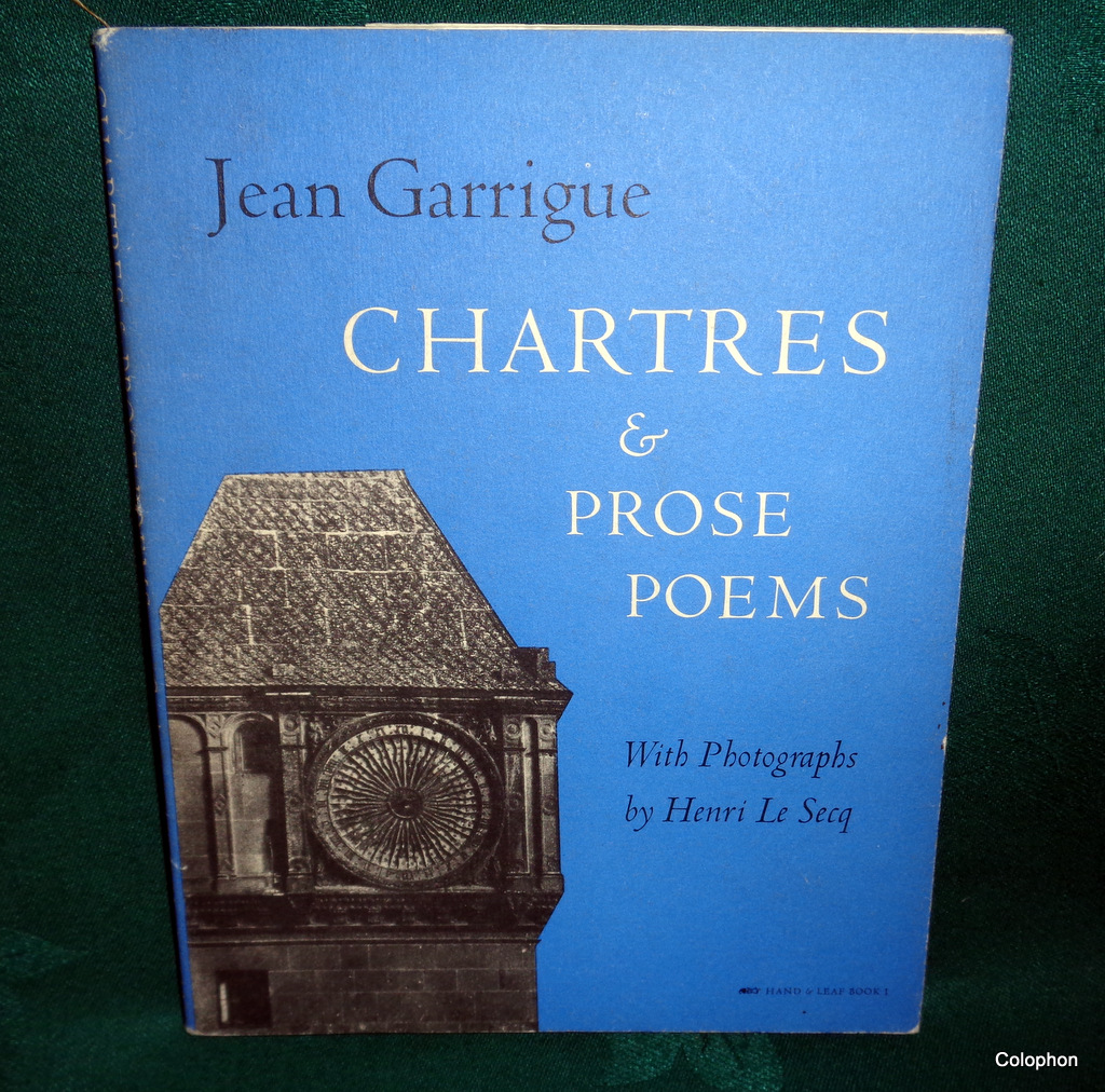 Chartres & Prose Poems. by Jean Garrigue: Near Fine Soft cover (1970 ...