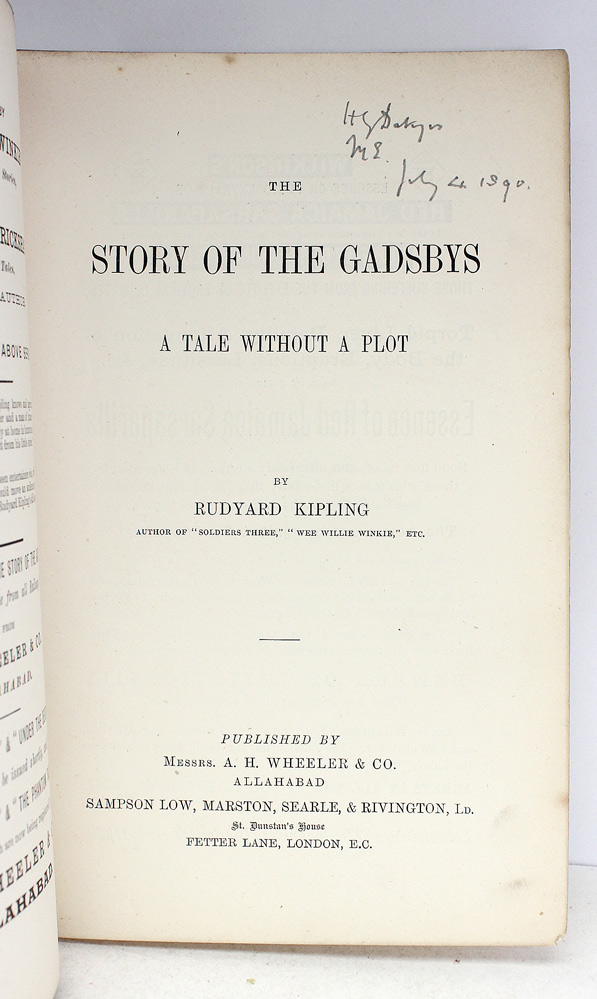 The Story of the Gadsbys by Rudyard Kipling: Very Good + Soft cover ...