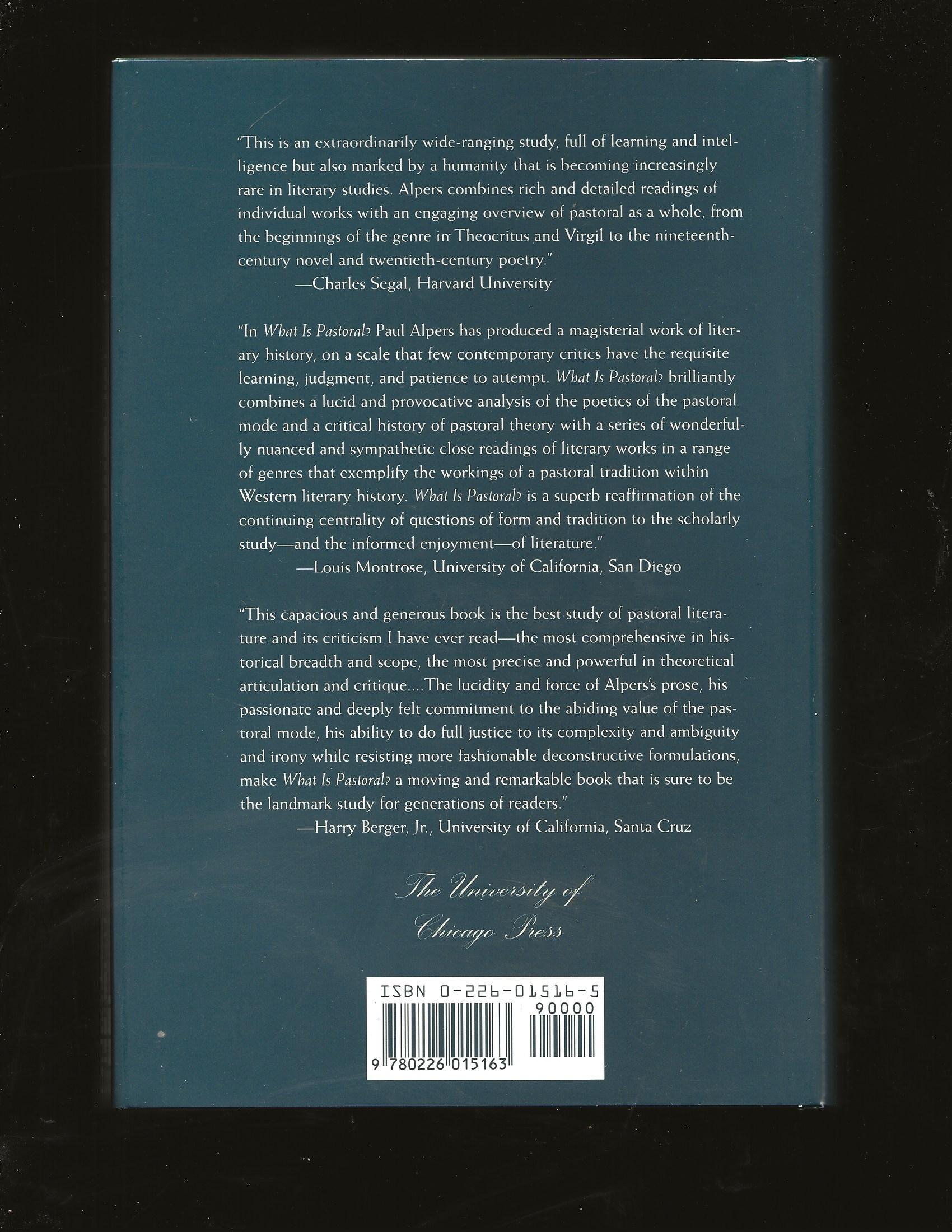 What Is Pastoral? by Paul Alpers: Near Fine Hardcover (1996) 1st ...