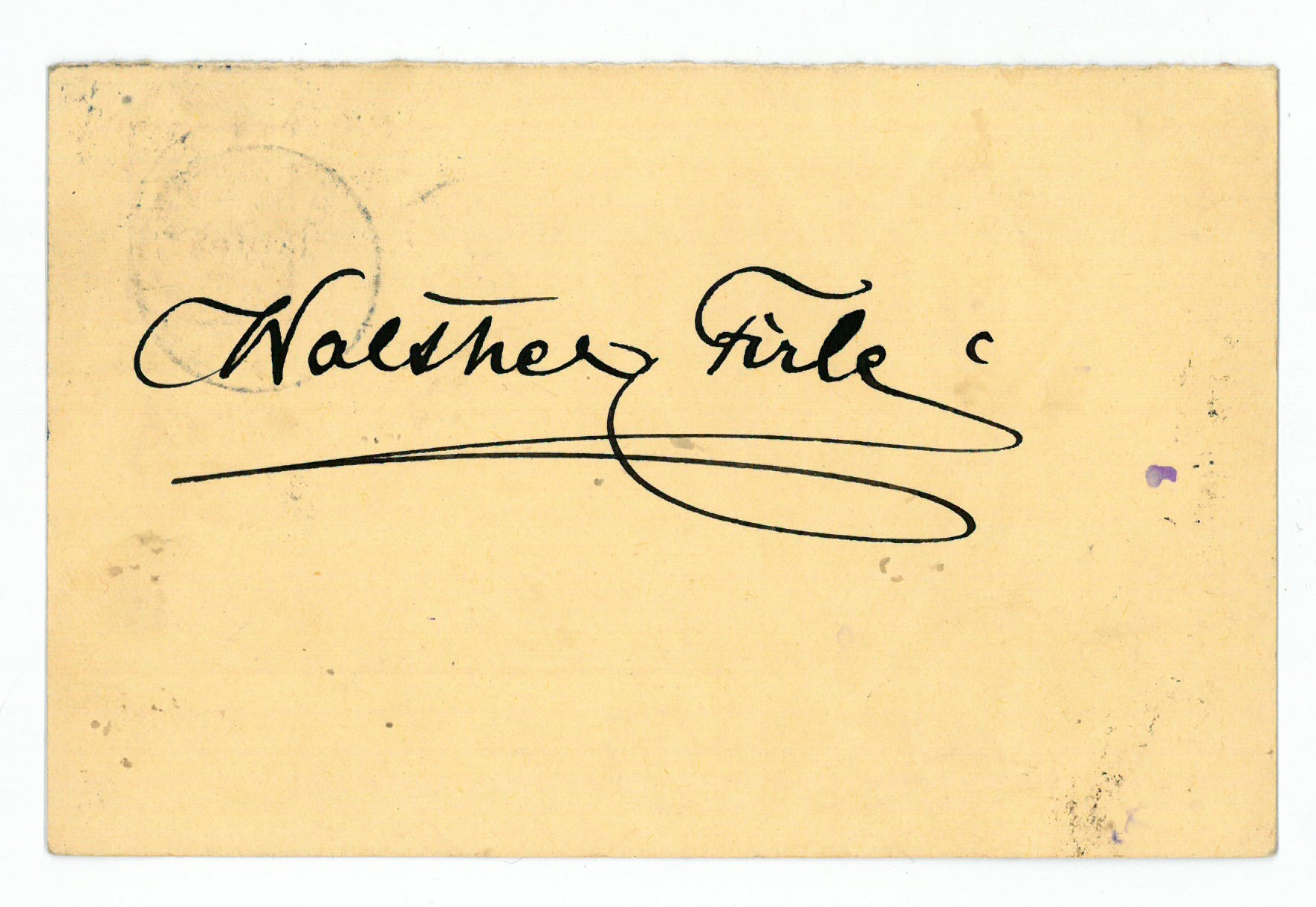 Autograph signature. by Firle, Walther, German painter (1859-1929 ...