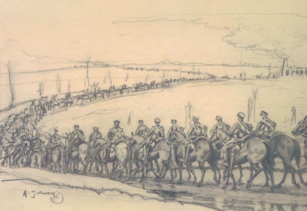 Canadian Cavalry Brigade in WW1 Alfred Munnings Painting Postcard ...