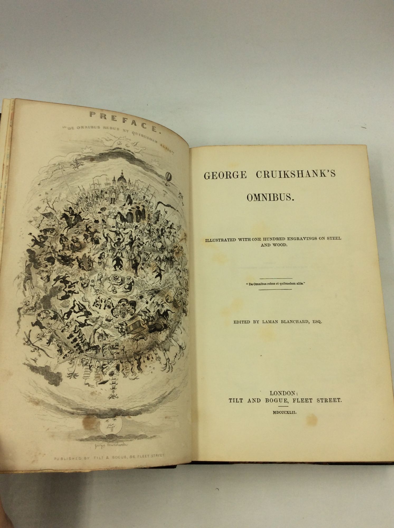 GEORGE CRUIKSHANK'S OMNIBUS by Laman Blanchard, ed: Leather (1842) 1st ...