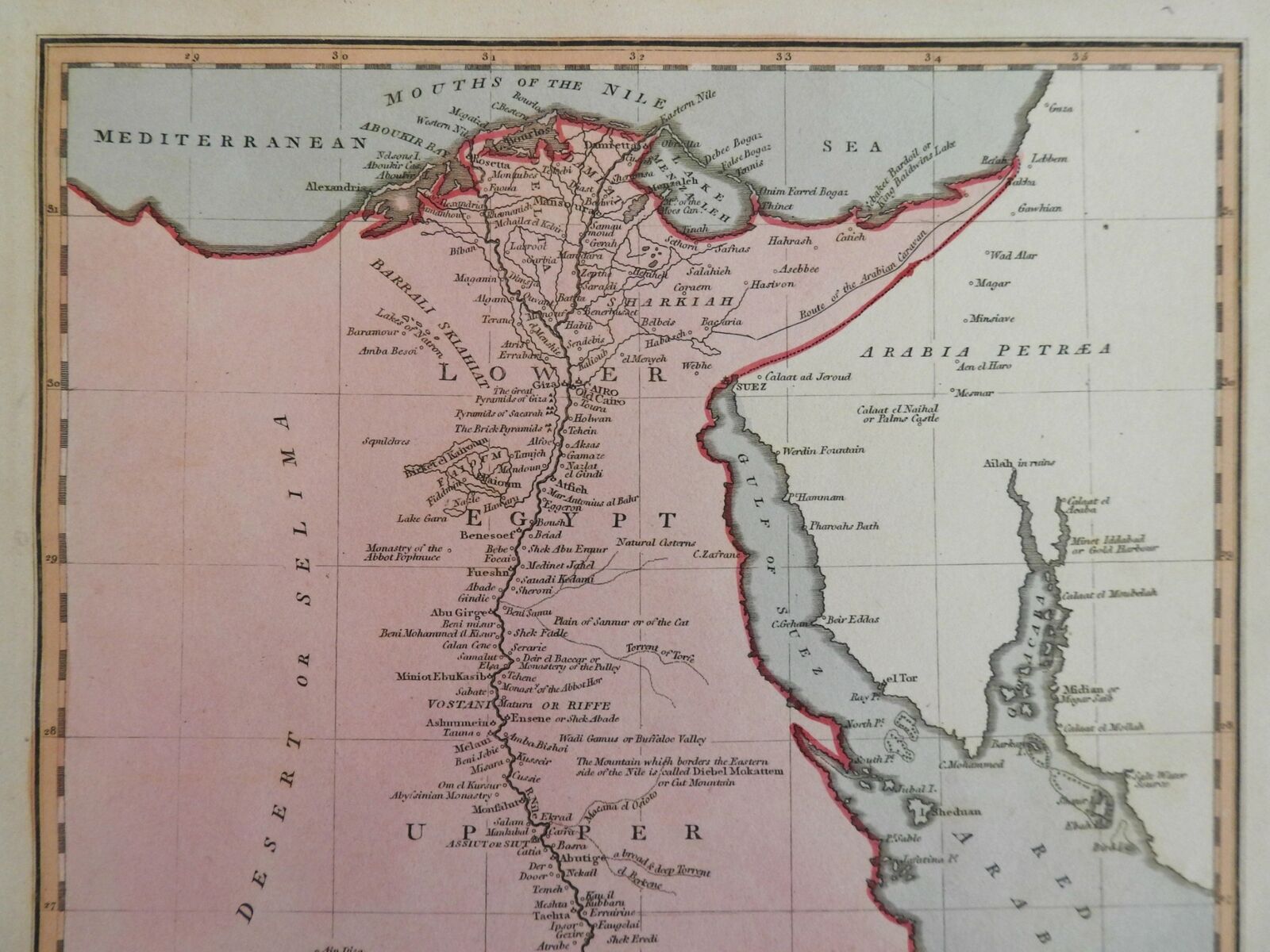 Upper & Lower Egypt Nile River Alexandria Cairo Red Sea 1823 scarce ...