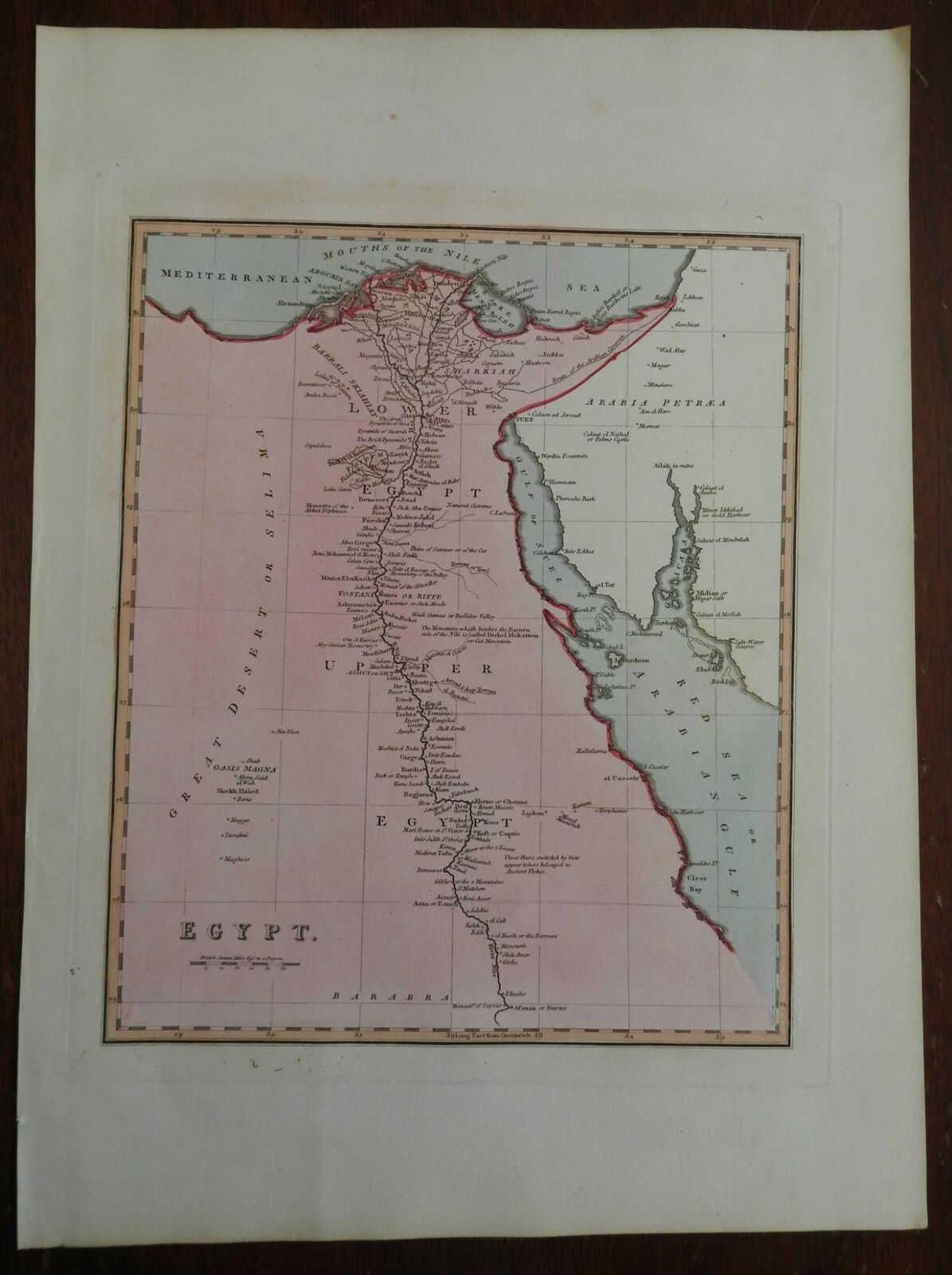Upper & Lower Egypt Nile River Alexandria Cairo Red Sea 1823 scarce ...