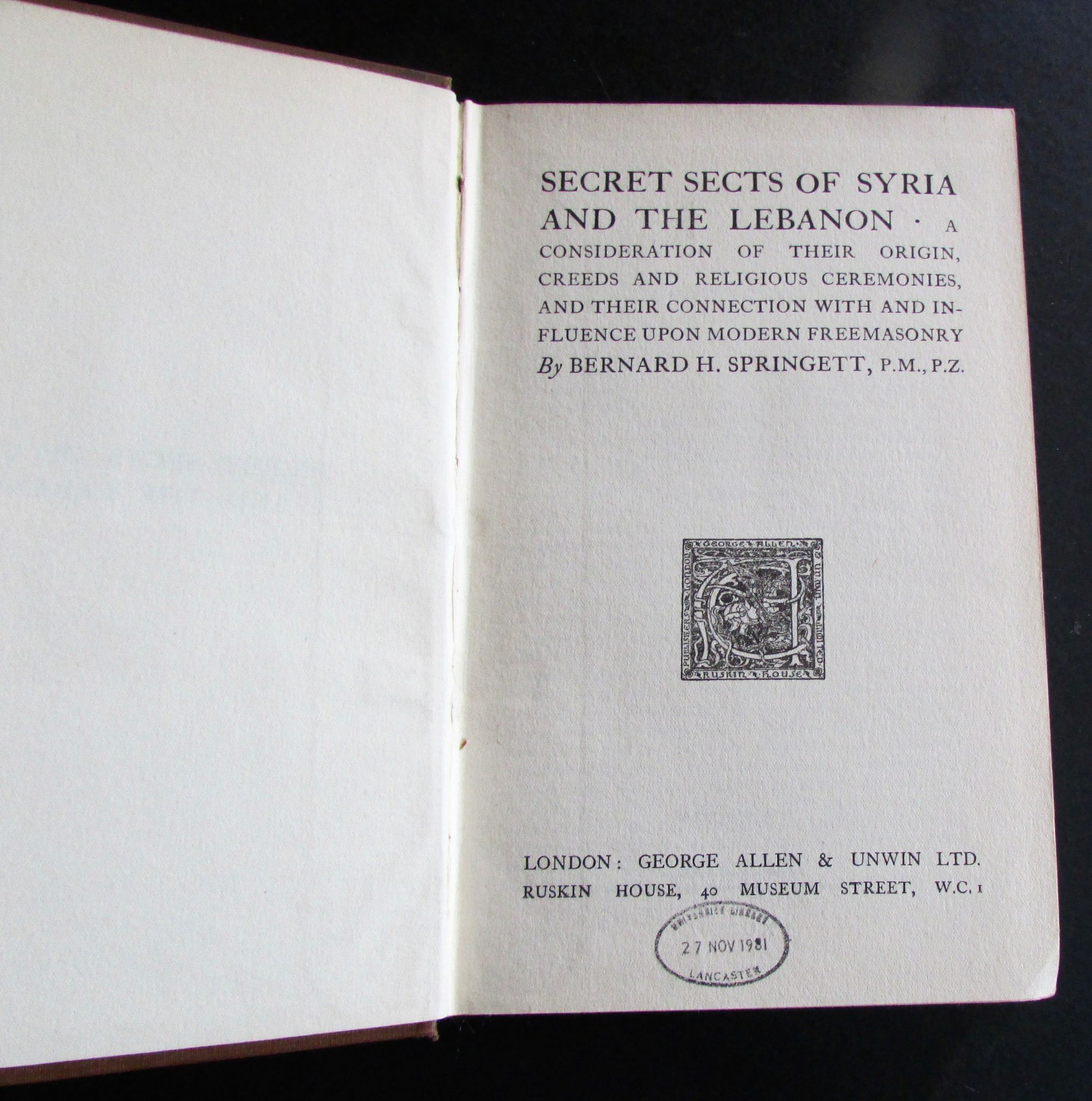 SECRET SECTS OF SYRIA & THE LEBANON CONSIDERATION OF THEIR ORIGIN ...
