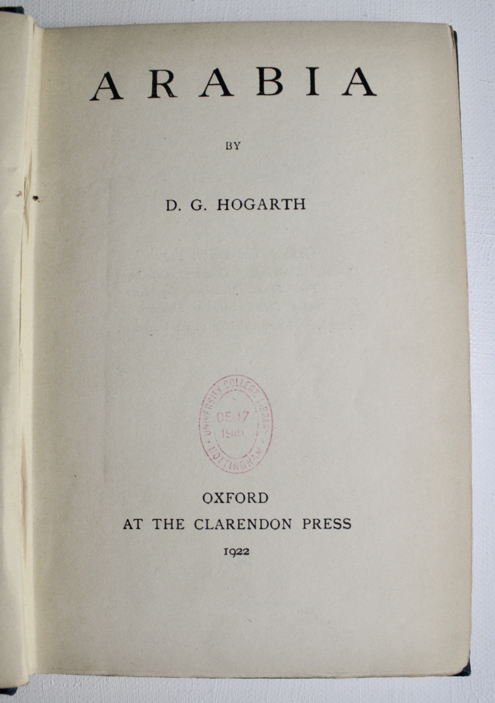 Arabia by Hogarth, David George: Good Hardcover (1922) 1st Edition ...