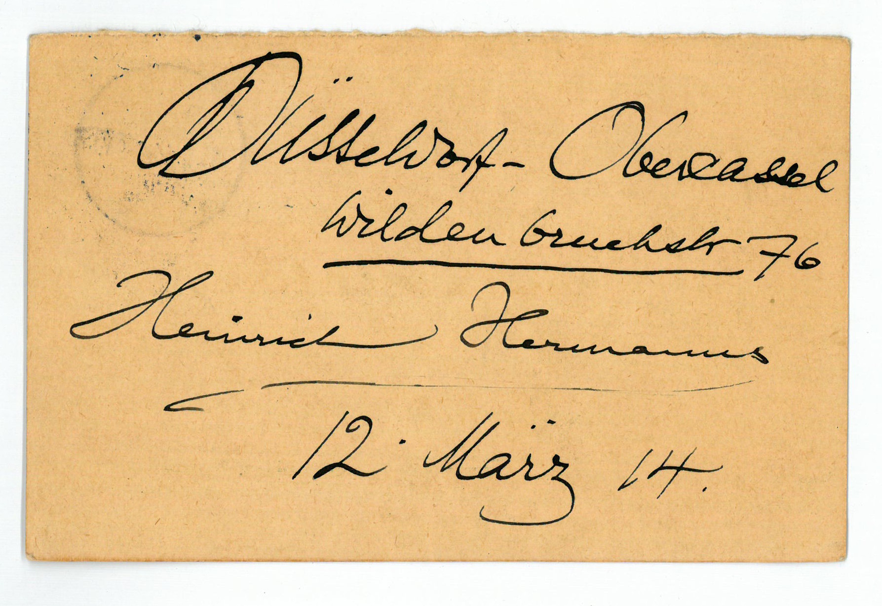 Autograph signature. de Hermanns, Heinrich, German lithographer and ...