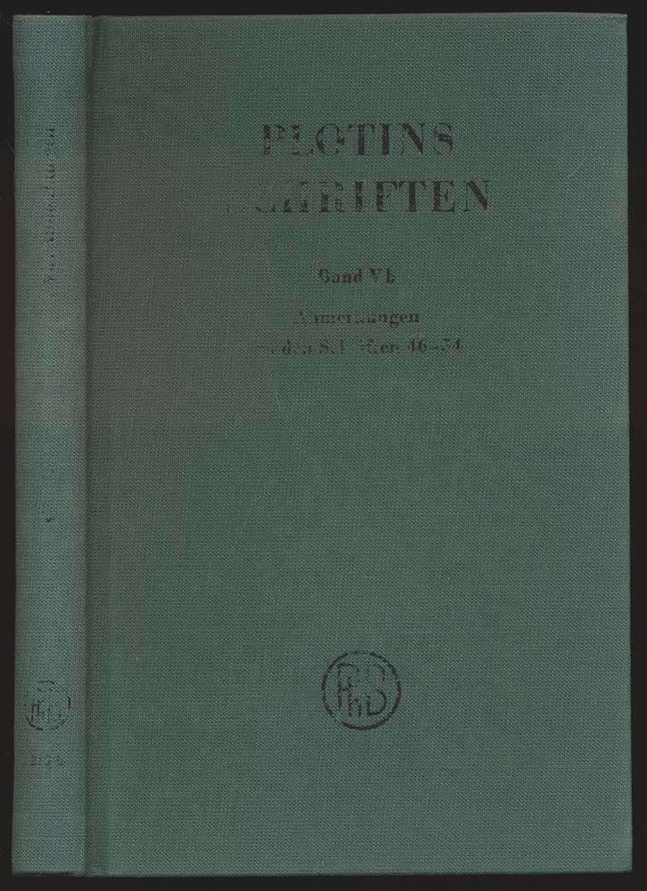 Plotins Schriften. Band V. Die Schriften 46-54 der chron. Reihenfolge ...