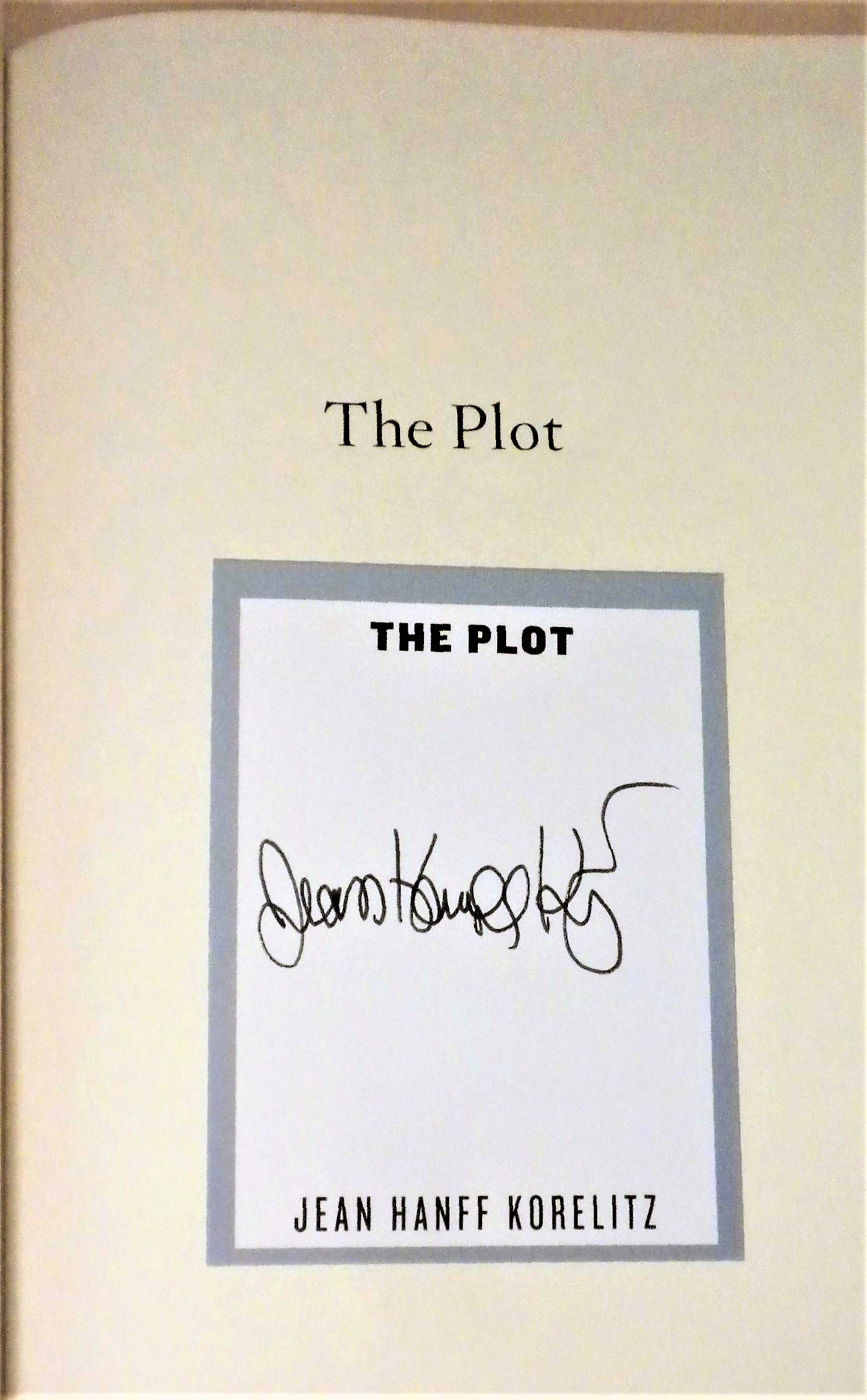 The Plot by Jean Hanff Korelitz: Near Fine Hardcover (2021) Signed by ...