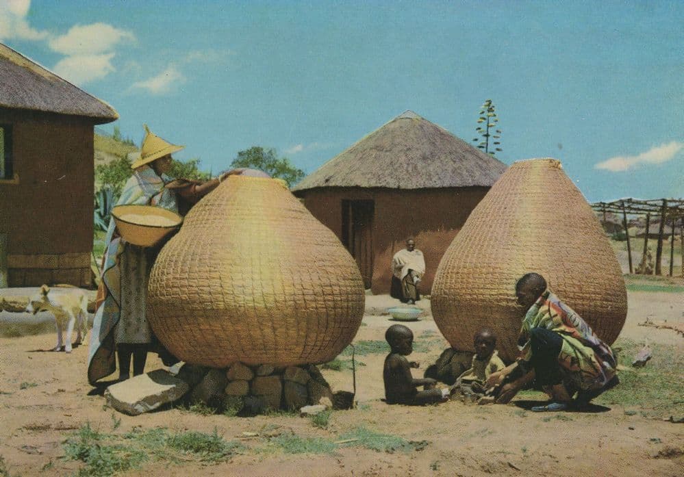 Basutos Storing Grain South African Tribe Postcard: Manuscript / Paper ...