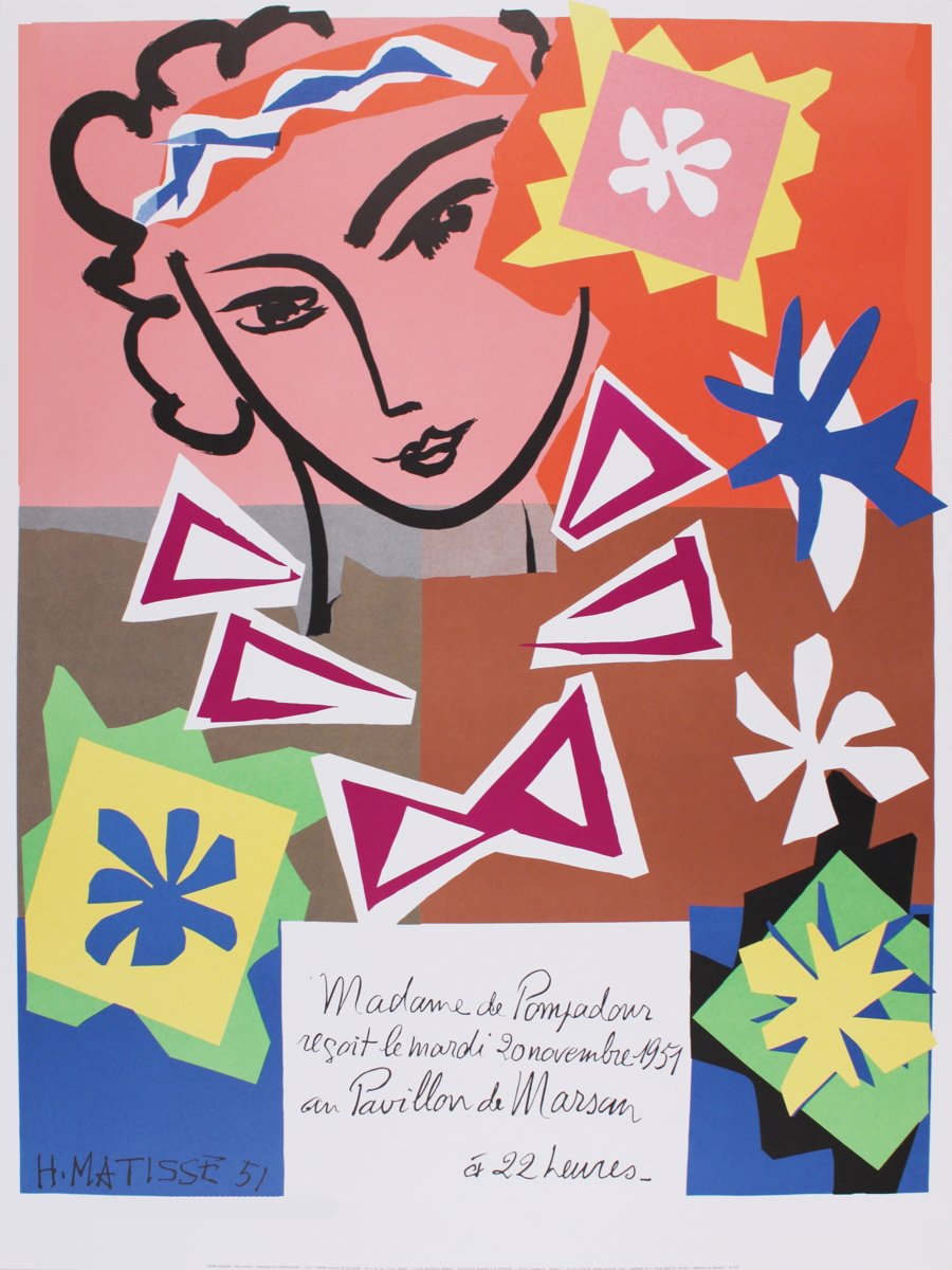 HENRI MATISSE Madame de Pompadour 35" x 27.5" Lithograph Modernism ...