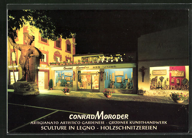 Cartolina Ortisei, Holzschnitzereien Conrad Moroder: Manuscript / Paper ...