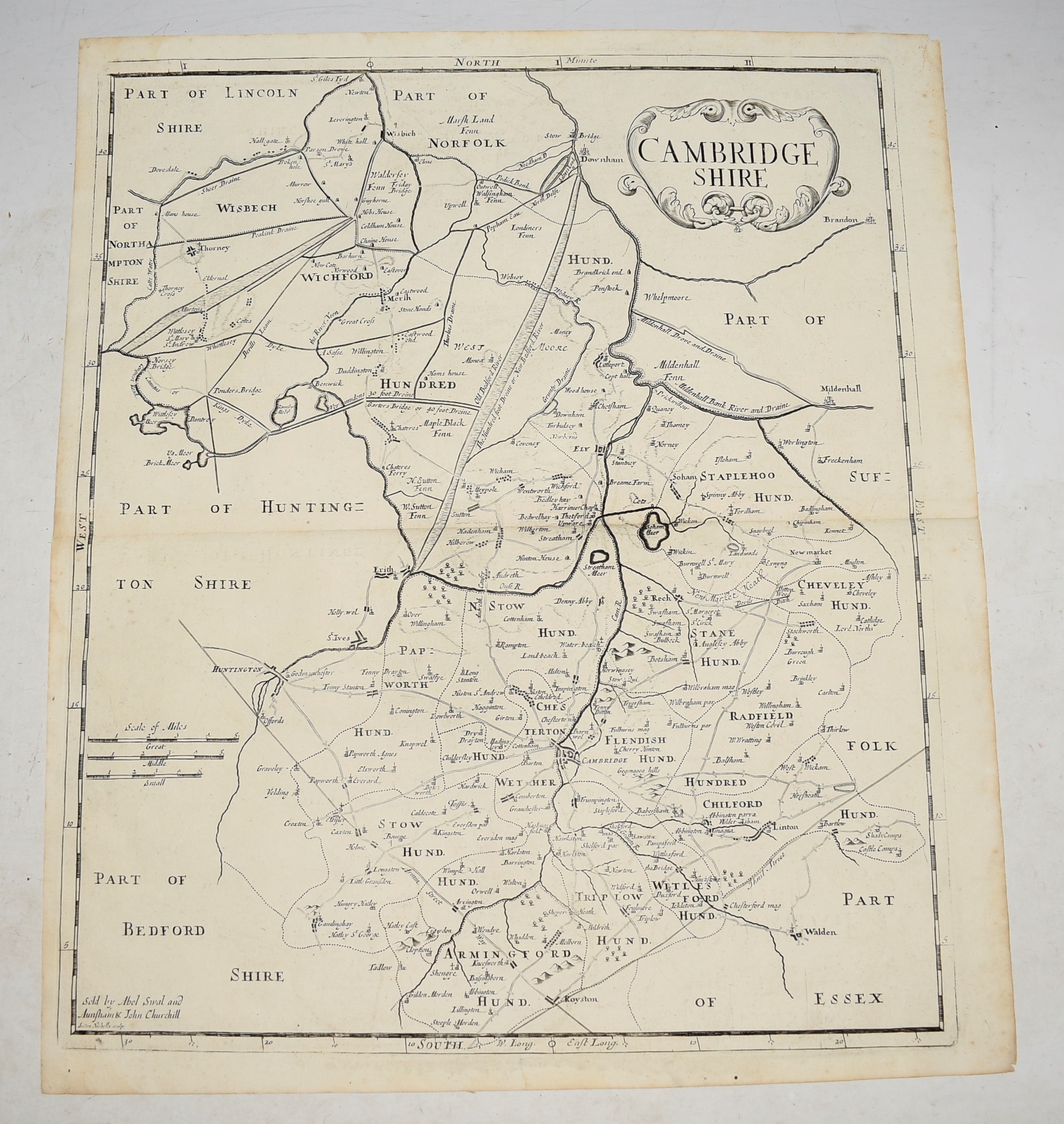 Original Uncoloured Engraved Map of Cambridgeshire. MORDEN; Robert MAPS ...
