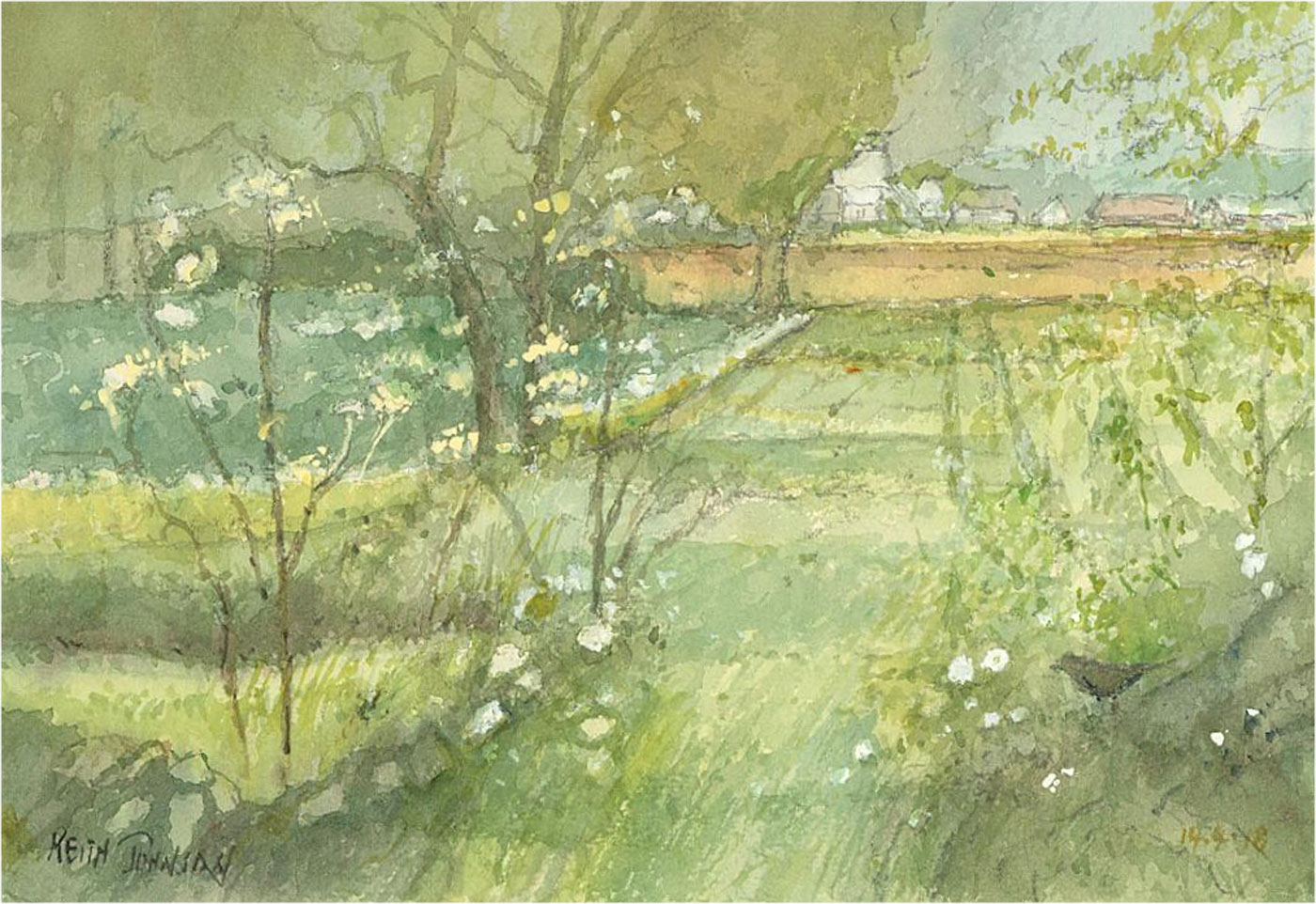 Keith Johnson (1931-2018) - 2018 Watercolour, Countryside Scene with ...