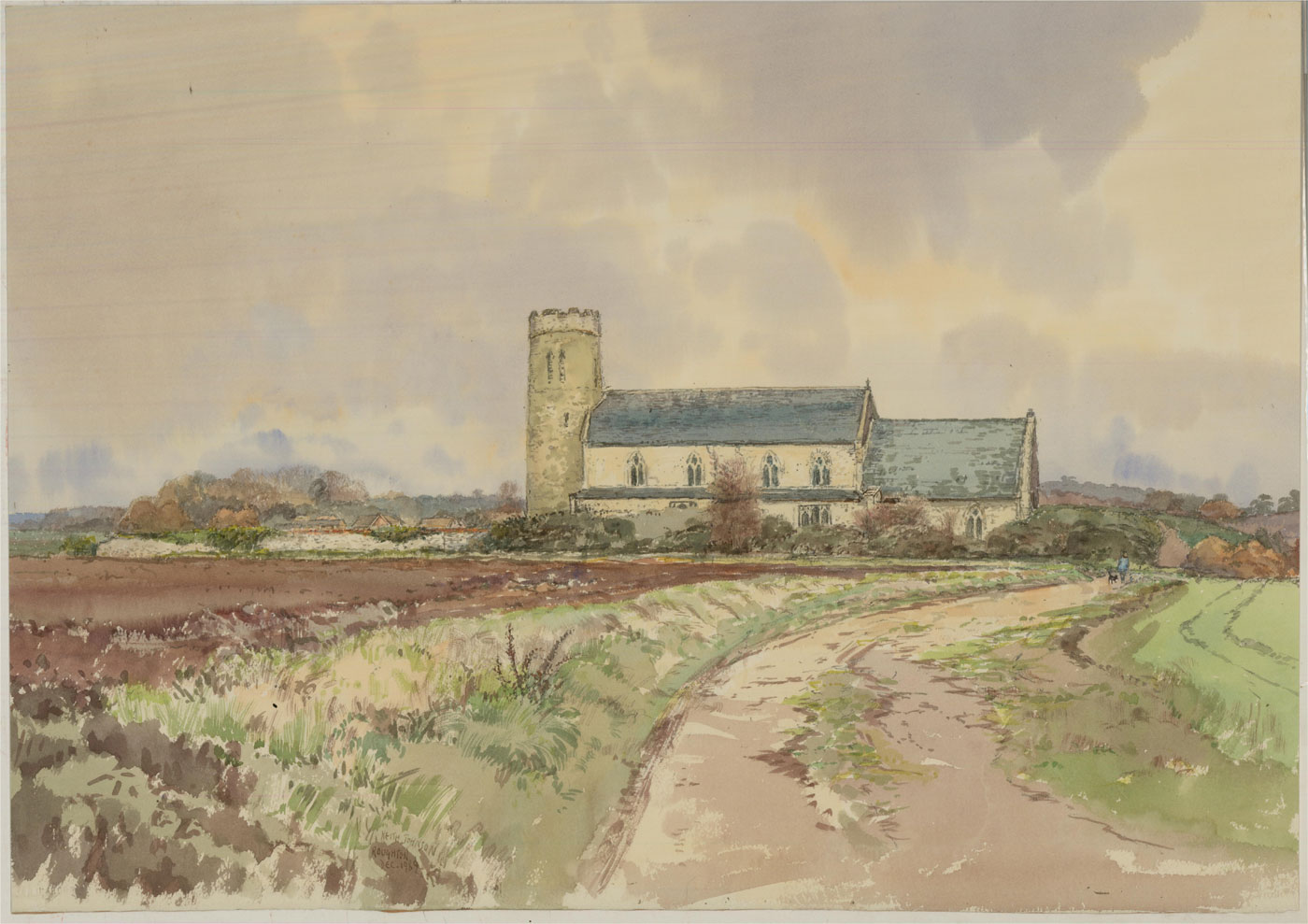 Keith Johnson (1931-2018) - 1989 Watercolour, St Mary's Church, Norwich ...