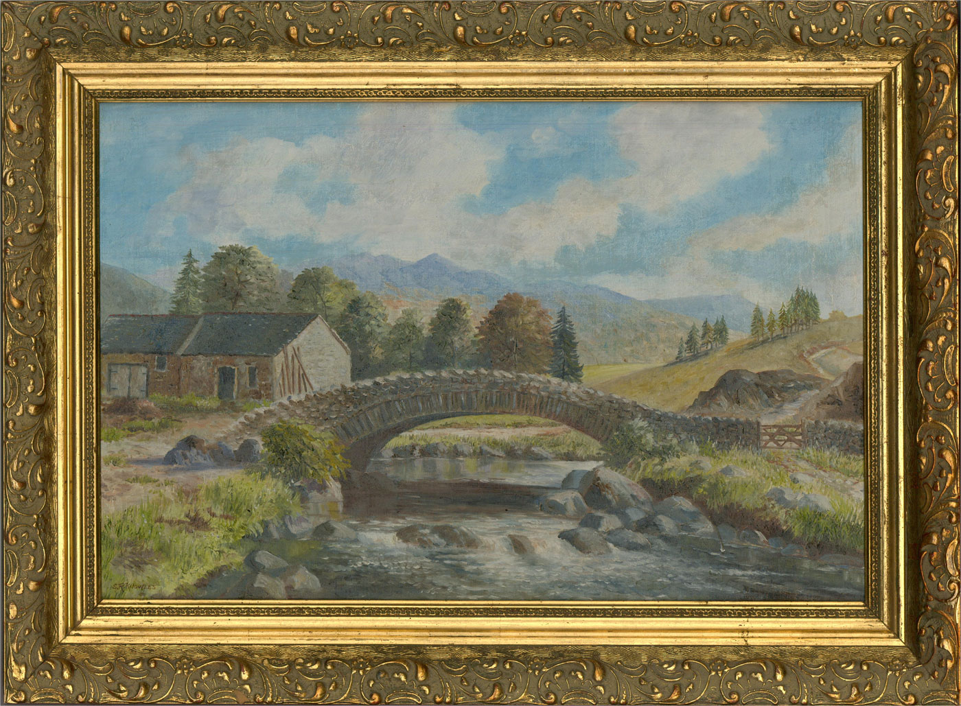 S.R. Knowles - Contemporary Oil, Old Packhorse Bridge, Cumbria von S.R ...
