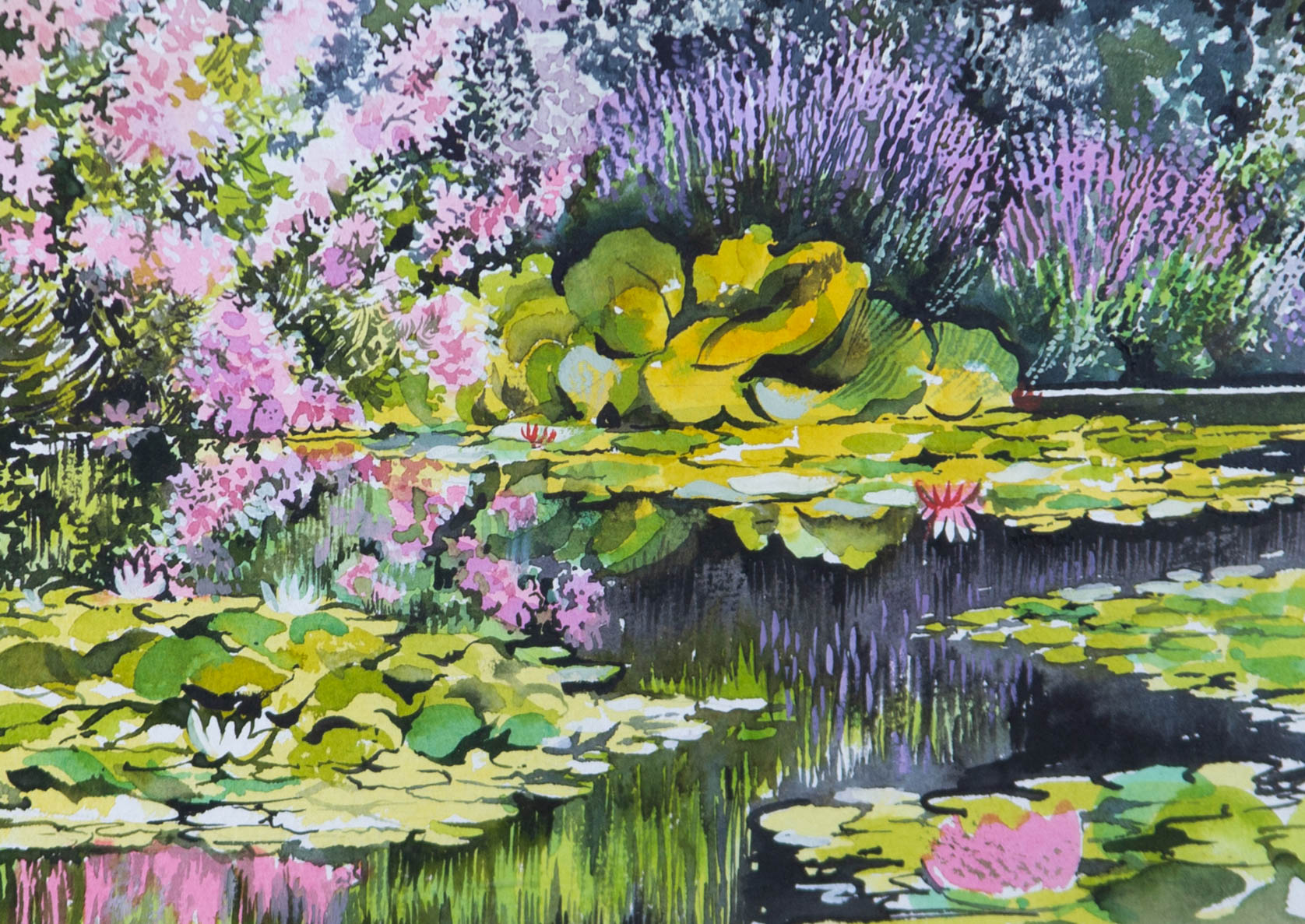 Ray J. Weston - 20th Century Watercolour, Water Lily Pond von Ray J ...