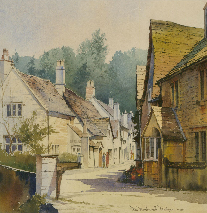 Dennis Rothwell Bailey (b.1933) - 1981 Watercolour, Castle Combe von ...