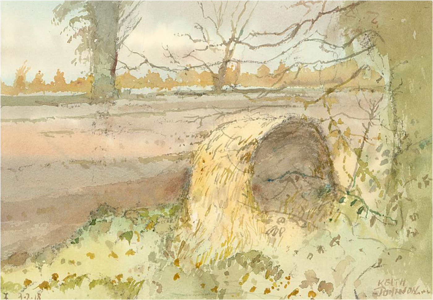 Keith Johnson (1931-2018) - 2018 Watercolour, A Bale of Hay II von ...