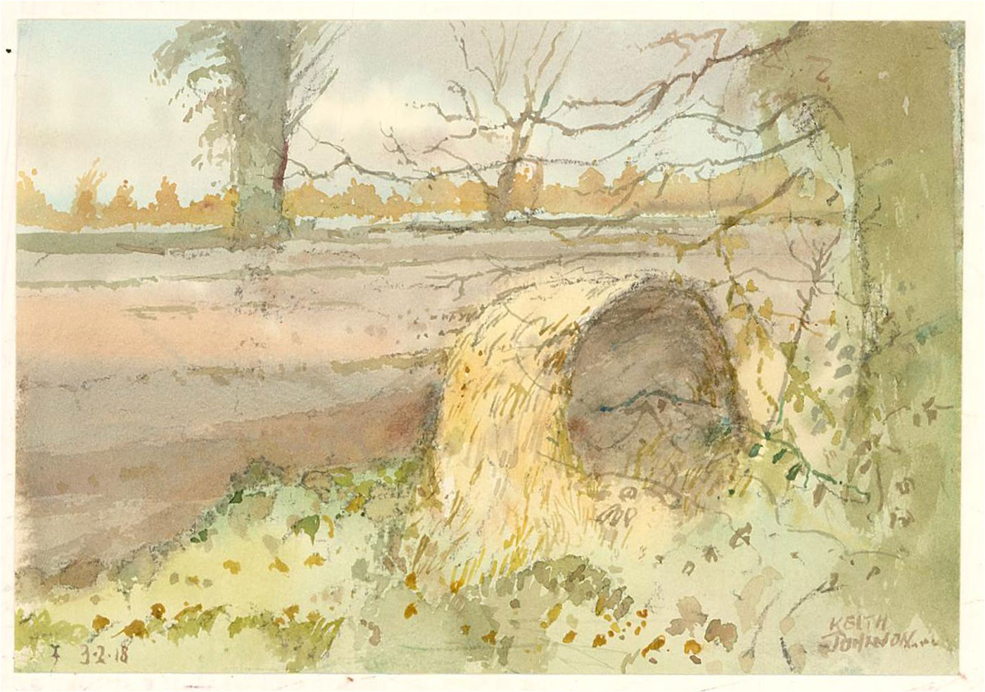 Keith Johnson (1931-2018) - 2018 Watercolour, A Bale of Hay II von ...