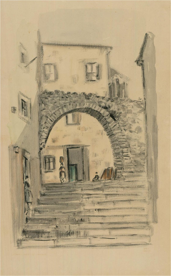 Alberto - 1966 Watercolour, Portuguese Street von Alberto: (1966 ...