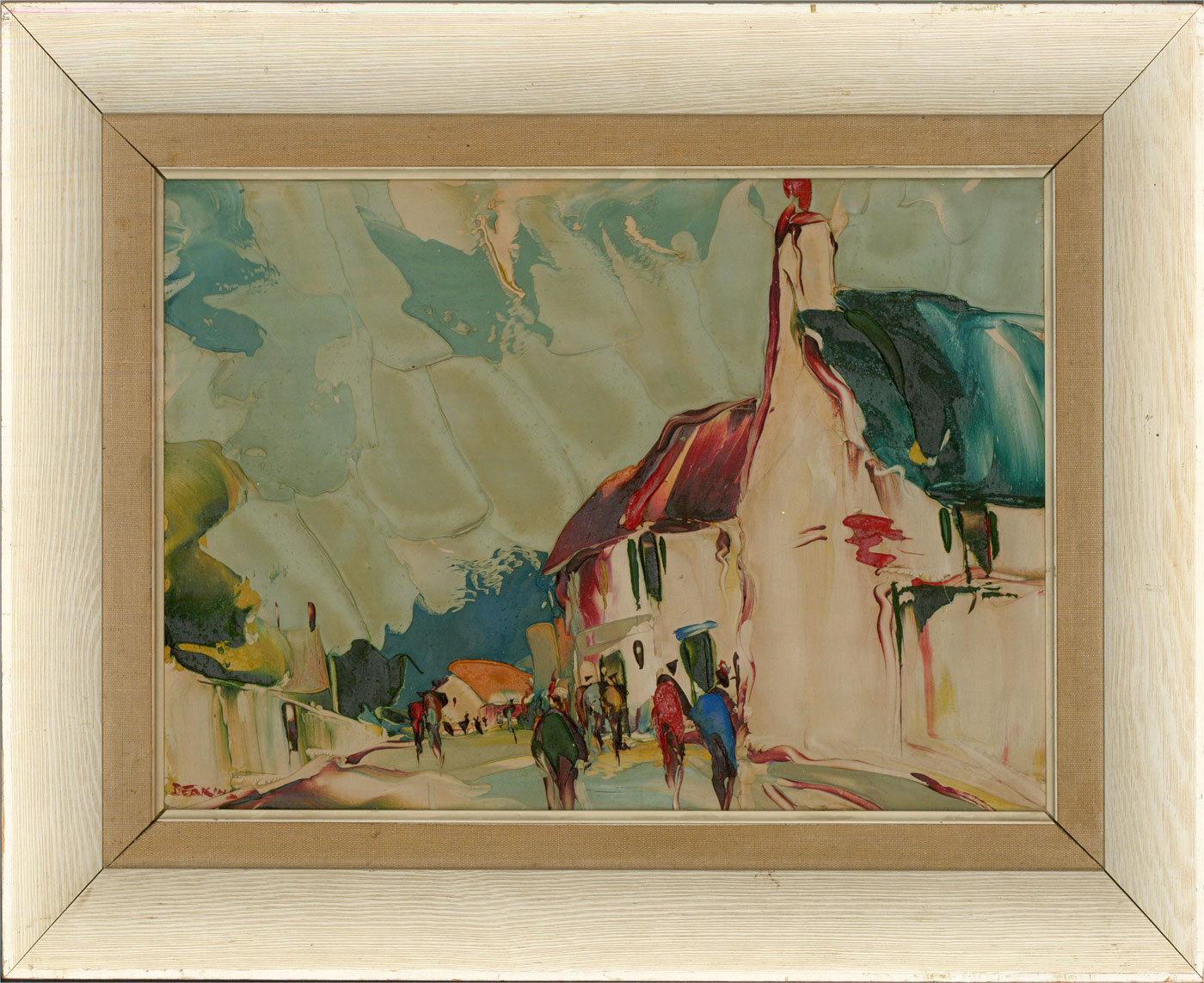 George R. Deakins (1911-1982) - 20th Century Oil, Street Scene with ...