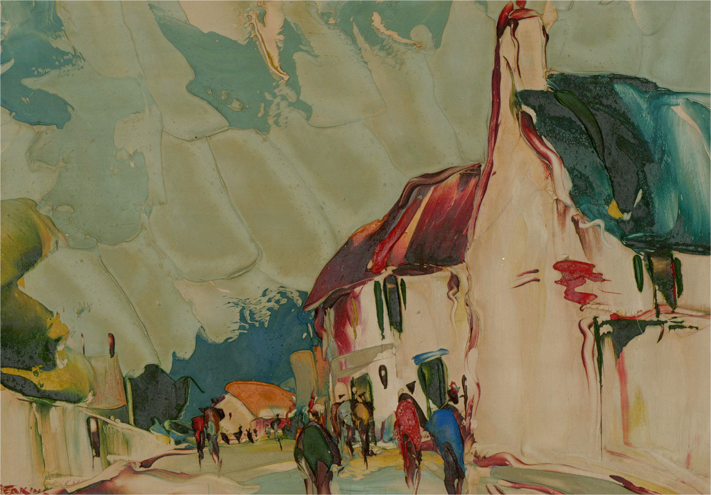 George R. Deakins (1911-1982) - 20th Century Oil, Street Scene with ...