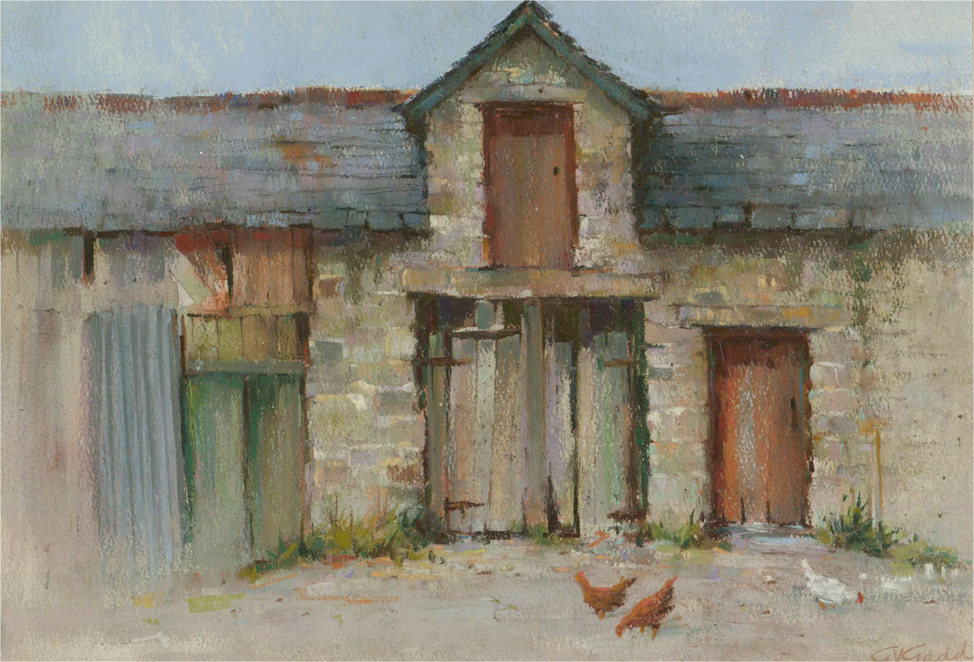 Gerald V. Gadd - 20th Century Pastel, Welsh Barn by Gerald V. Gadd ...