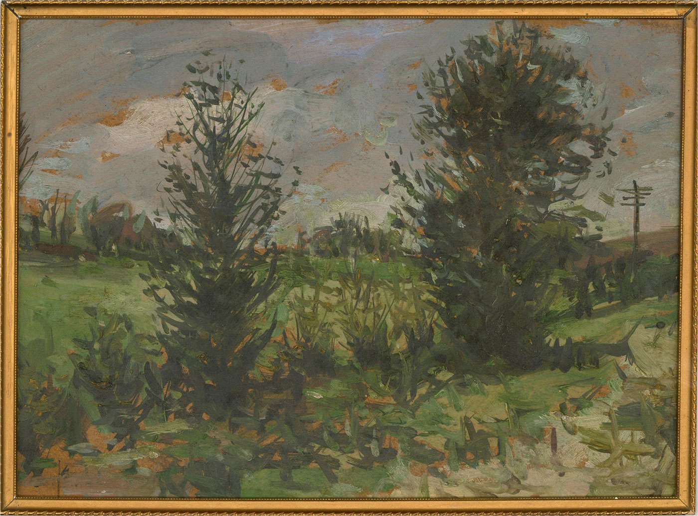 Peter Collins ARCA - Contemporary Oil, Grey Day In The Field by Peter ...