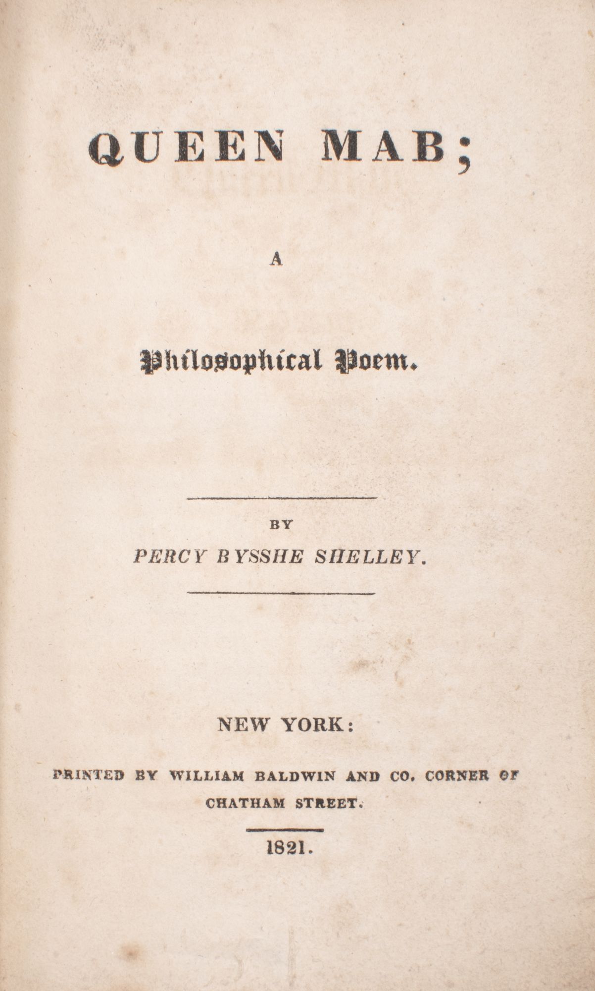 Queen Mab; a Philosophical Poem by Shelley, Percy Bysshe (1792-1822 ...