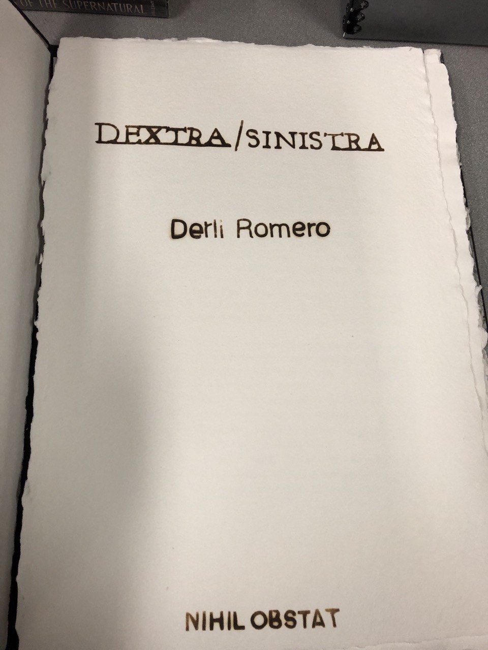 Dextra/Sinistra by Romero, Derli: Near Fine (2001) Limited Edition ...